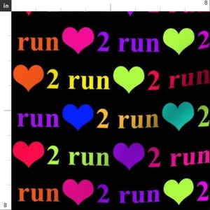 Love to Run Fabric - Love 2 Run by Bags29 - Running Exercise Hearts ...