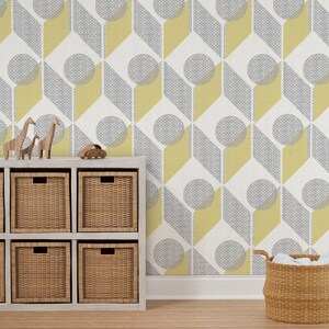 Abstract Wallpaper Dots Tables Vintage Pale Yellow by - Etsy