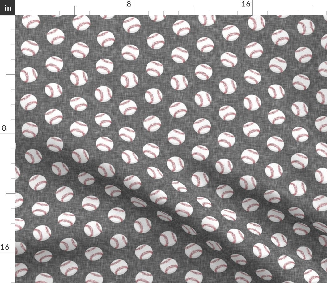 Baseball Game Fabric Baseballs Grey Texture by - Etsy