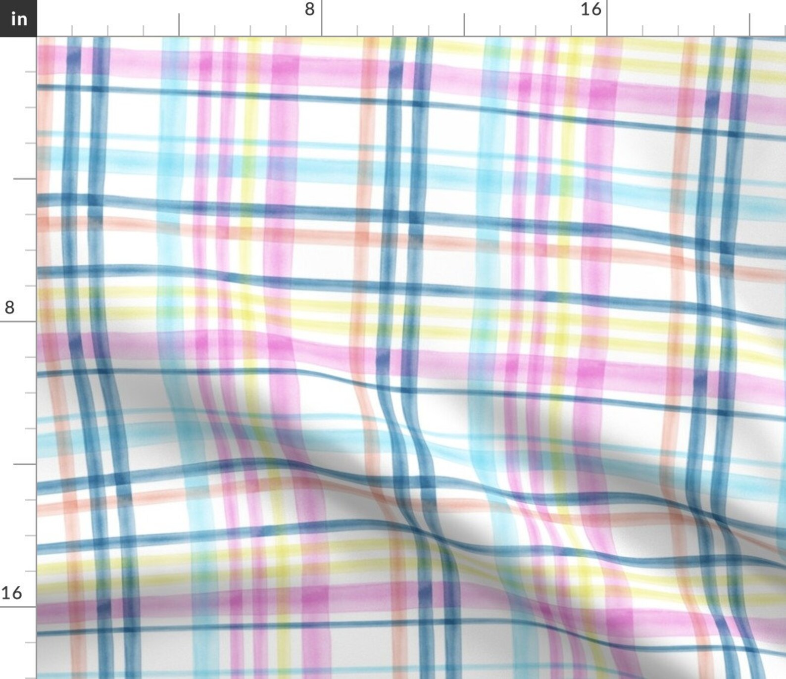 Easter Plaid Fabric Watercolor by Littlearrowdesign Spring - Etsy
