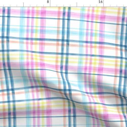 Pastel Easter Plaid Fabric by the Yard Easter Pink Plaid - Etsy