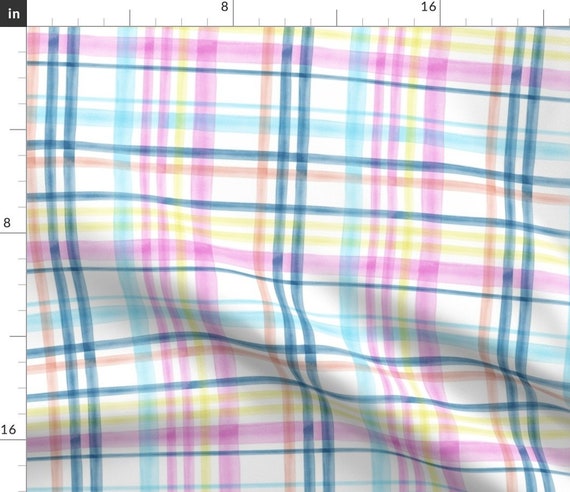 Easter Plaid Fabric Watercolor by Littlearrowdesign Spring | Etsy
