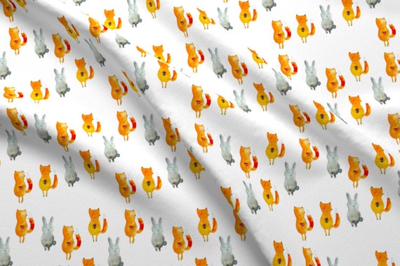 Watercolor Fox Fabric Baby Animals By Katerinaizotova | Etsy
