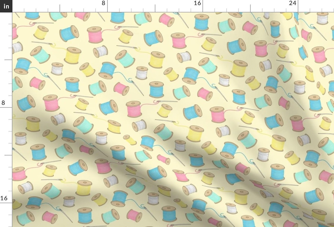 Spools Fabric - Sewing Notions 4 - Spools of Thread by Hazel Fisher ...