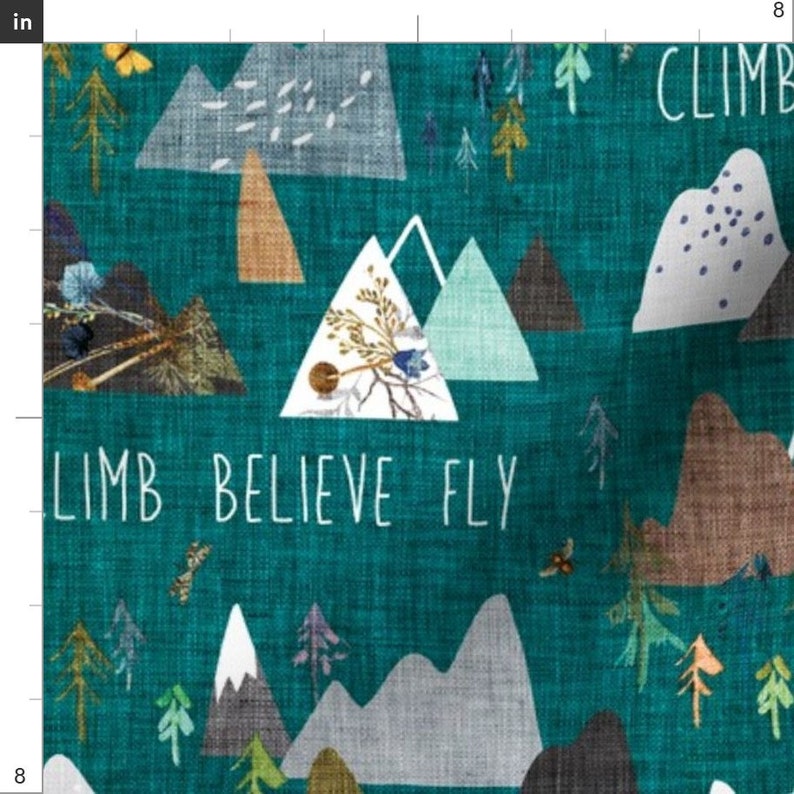 Teal Abstract Mountain Pattern Fabric Mountain Climb teal - Etsy
