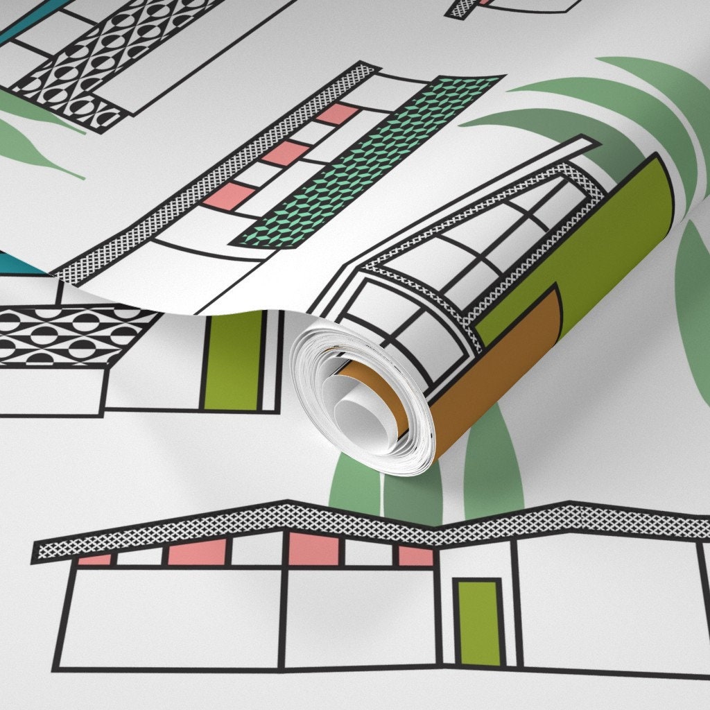 Mid Century Modern Wallpaper Mid-century Homes by Vo Aka - Etsy