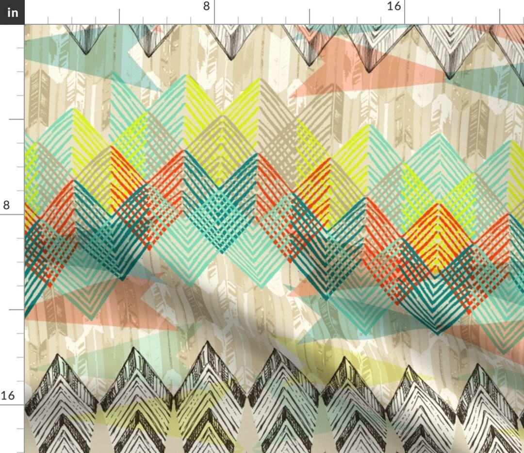 Bohemian Geometric Arrows Fabric Arrow Geometry Primary by Pattern ...