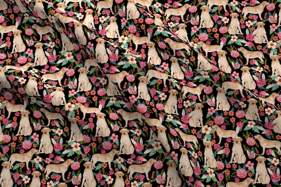 Labrador Fabric Yellow Labrador Retriever Dog Floral Fabric | Etsy
