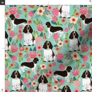 Spaniel Dog Fabric English Springer Spaniel Floral Dog by - Etsy