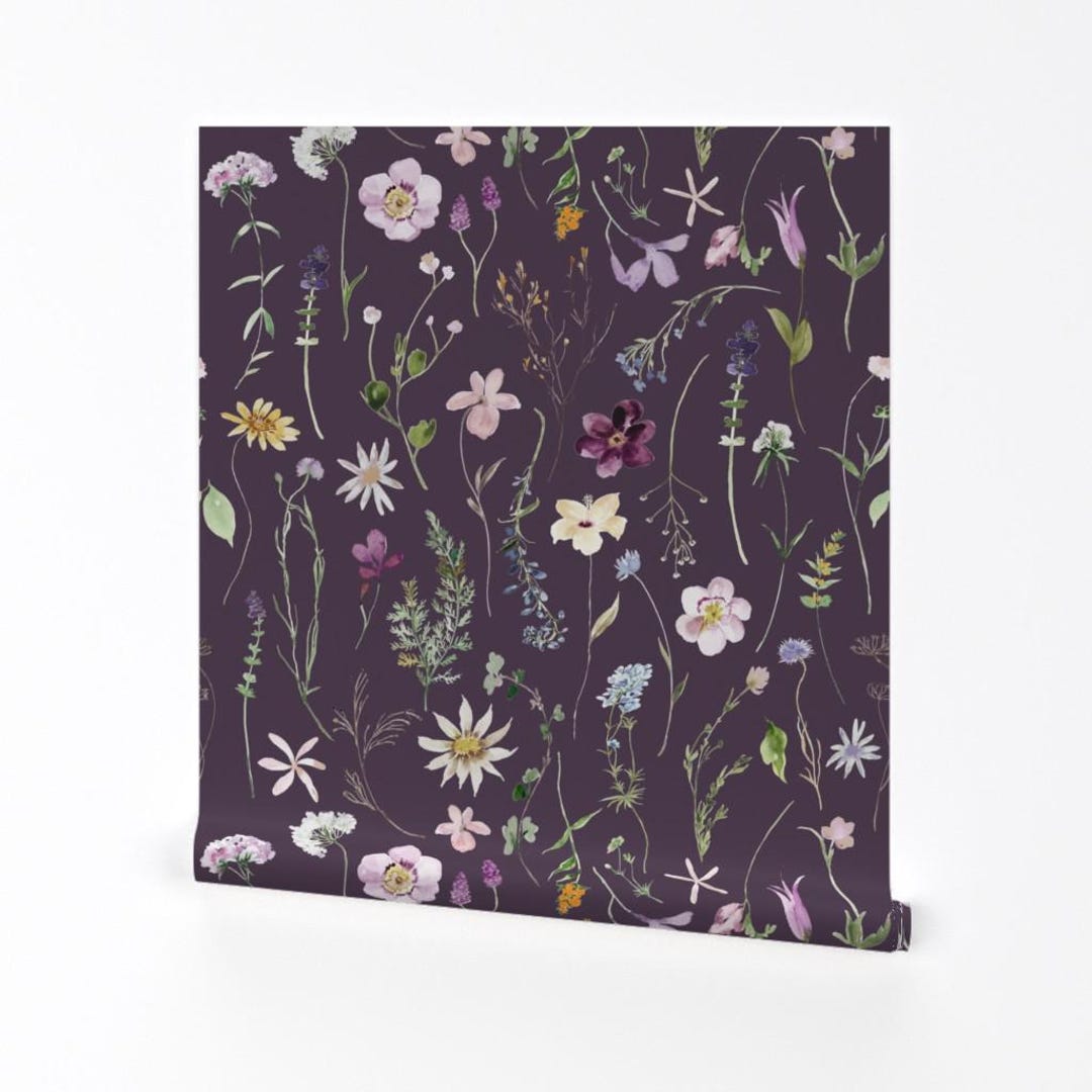 Purple Wildflower Removable Peel and Stick Wallpaper - Modern Floral ...