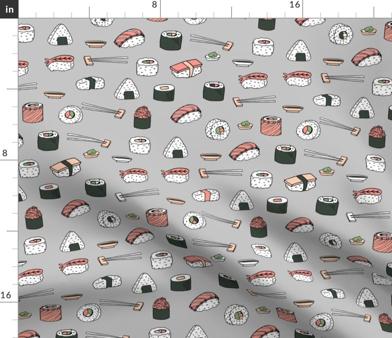 Sushi Fabric Sushi Japanese Food Kawaii Fabric International - Etsy