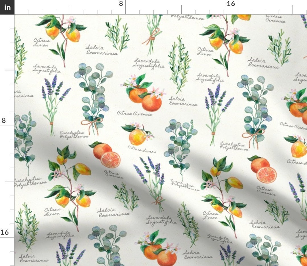 Botanical Fabric Aromatherapy by Pattern Talent Botanical Garden Herbs ...