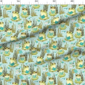 Toads Fabric - Reading Toads (large Scale) by Jaf Studio - Toads Blue ...