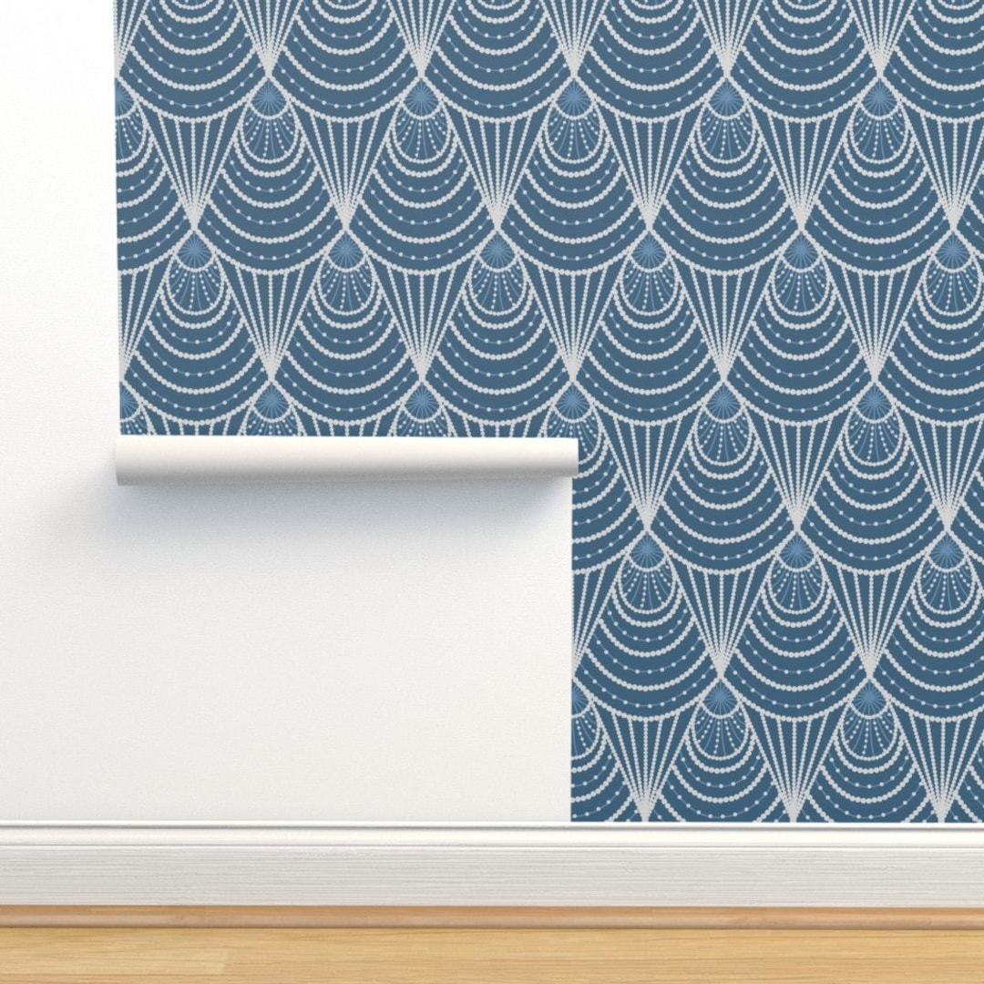 Art Deco Wallpaper Art Deco Dark Blue by Sveta Aho 1920s - Etsy