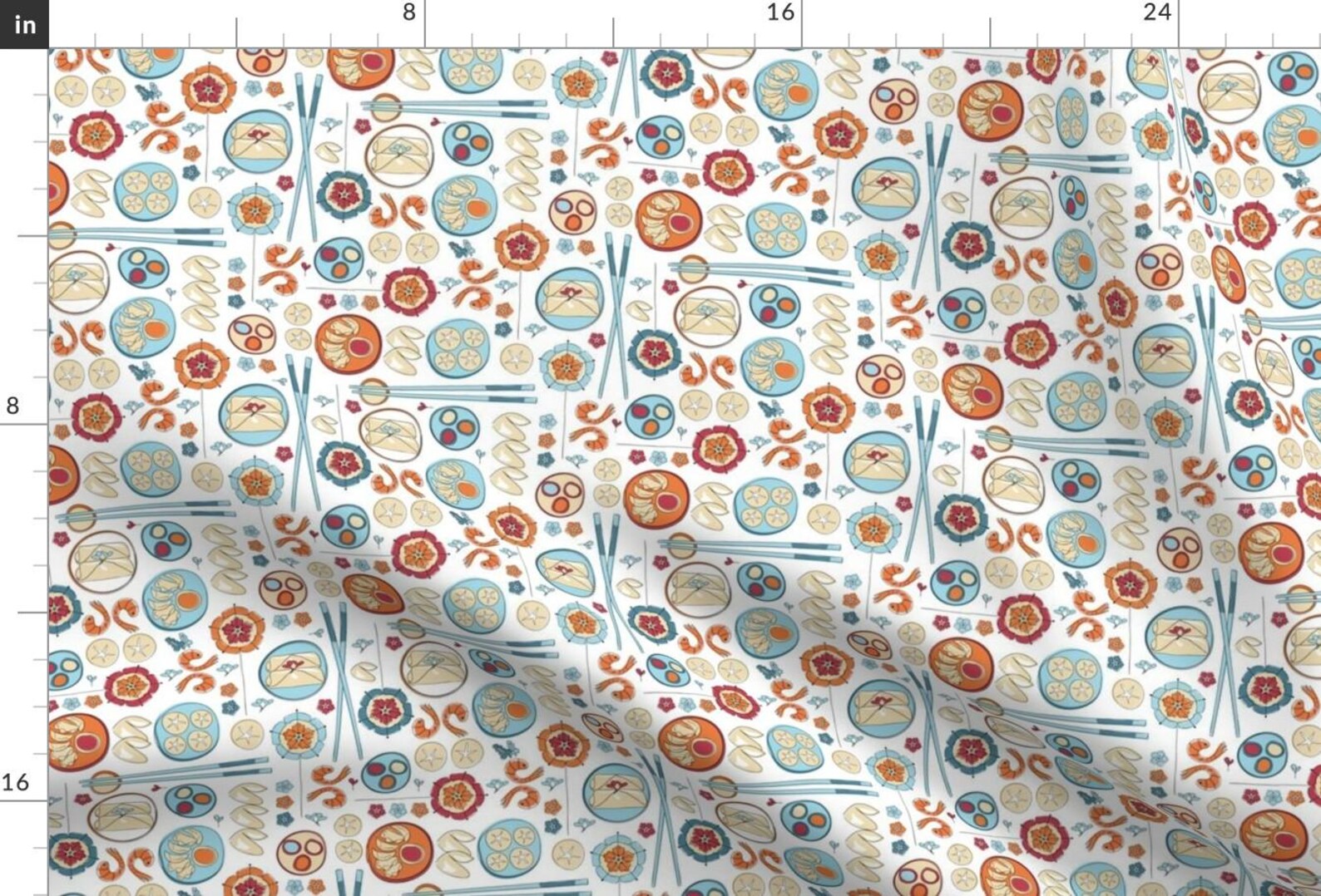 Dim Sum Fabric - Dim Sum by Ebygomm - Chinese Dumpings Shrimp ...