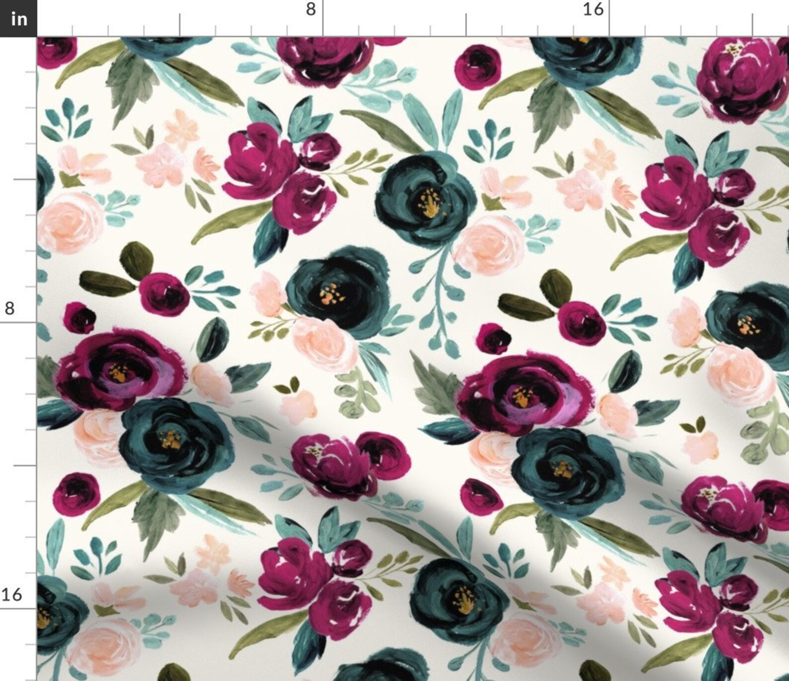 Floral Watercolor Purple Spring Fabric Valentina Rose-pink - Etsy