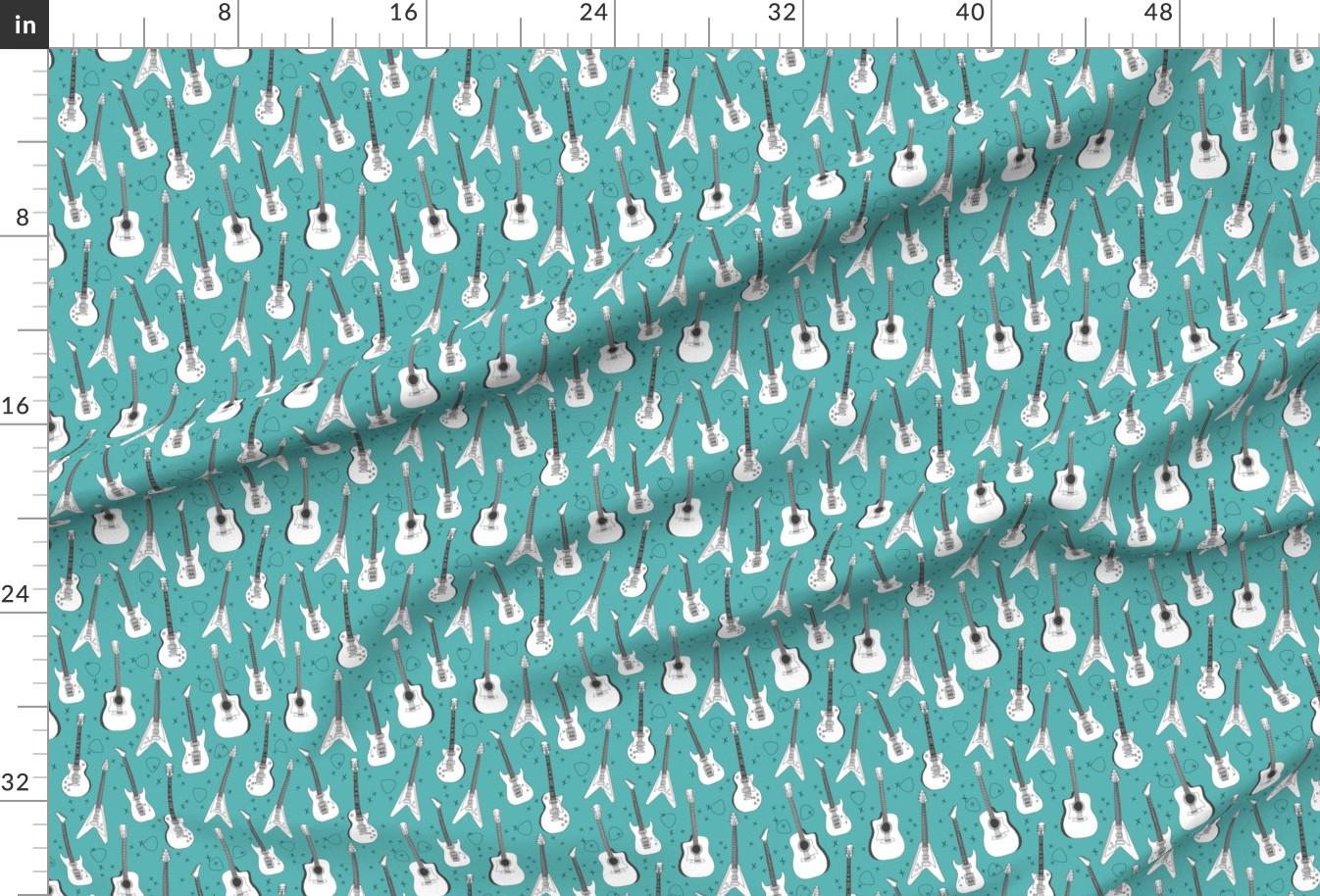 Guitar Fabric - Electric Guitars Music Fabric by Andrea Lauren - Rock ...