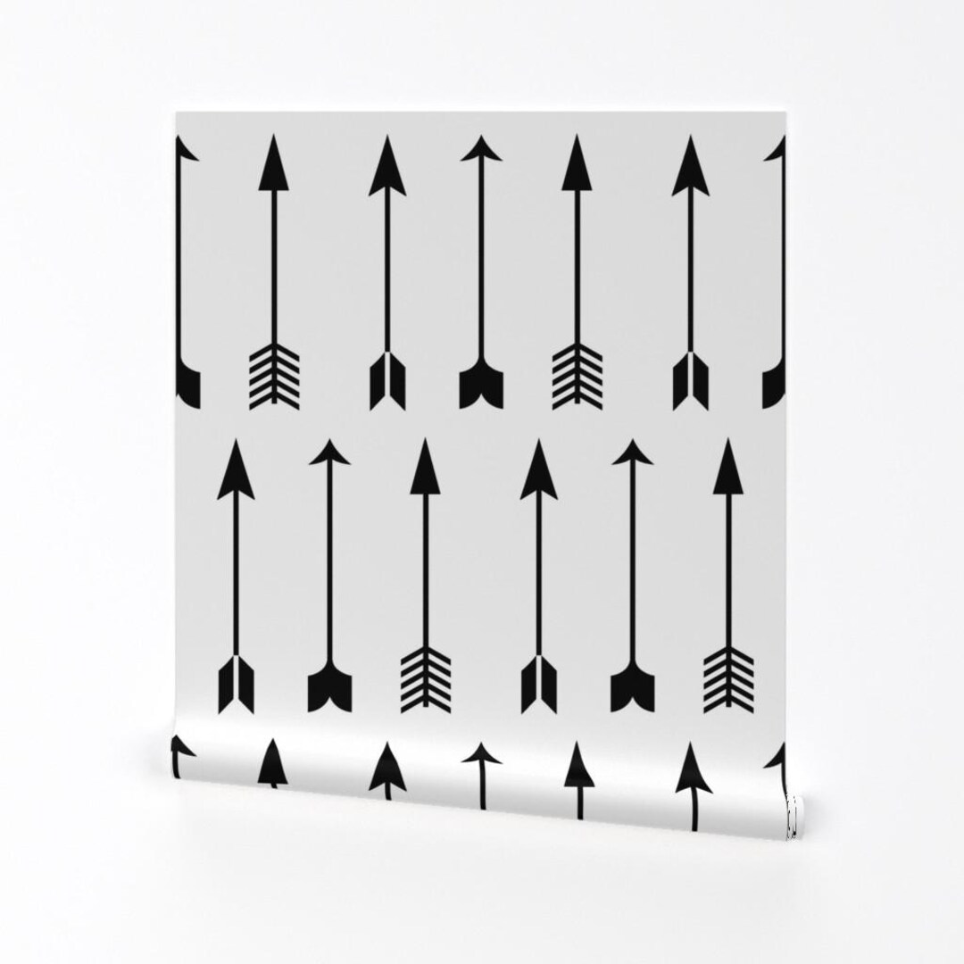 Arrow Wallpaper - Black Arrows on White by Modfox - Boho Southwestern ...