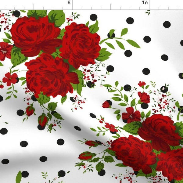 Spoonflower Red Floral Fabric - Etsy