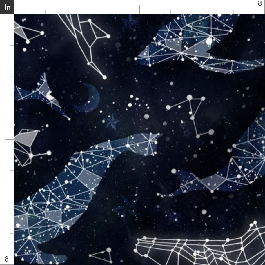 Outer Space Star Sign Constellations Adenaj Fabric Whale - Etsy