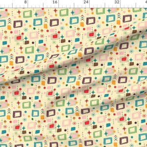Retro 1950s Fabric 1950s Atomic Pattern Small by Bruxamagica - Etsy