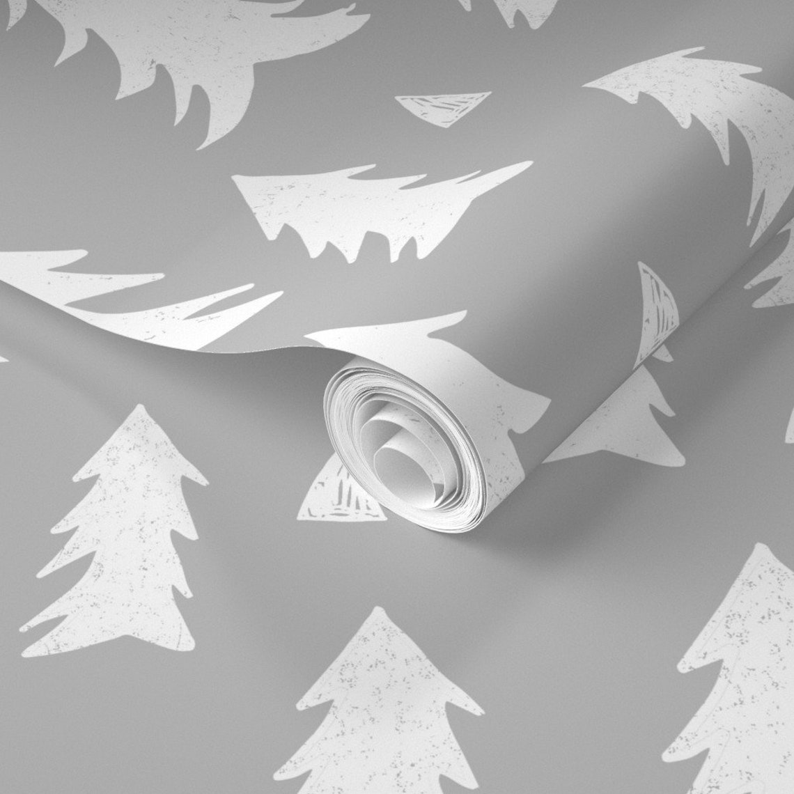 Tree Wallpaper Trees Grey Forest Simple Minimal by Andrea - Etsy