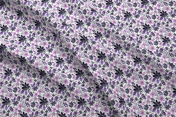 Purple Floral Fabric Purple Floral By Bluebirdcoop | Etsy