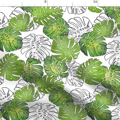 Monstera Fabric Monstera Deliciosa Leaf by Landpenguin - Etsy