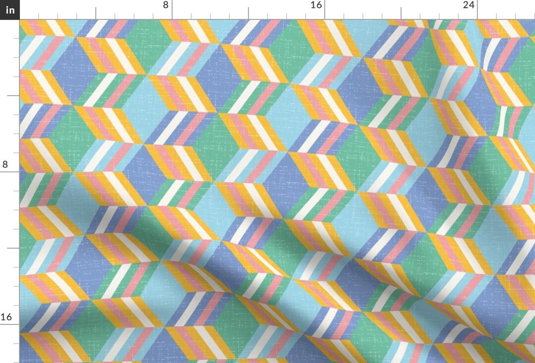 Colorful Geometric Apparel Fabric - Hexagonal Harmony by Roochita ...