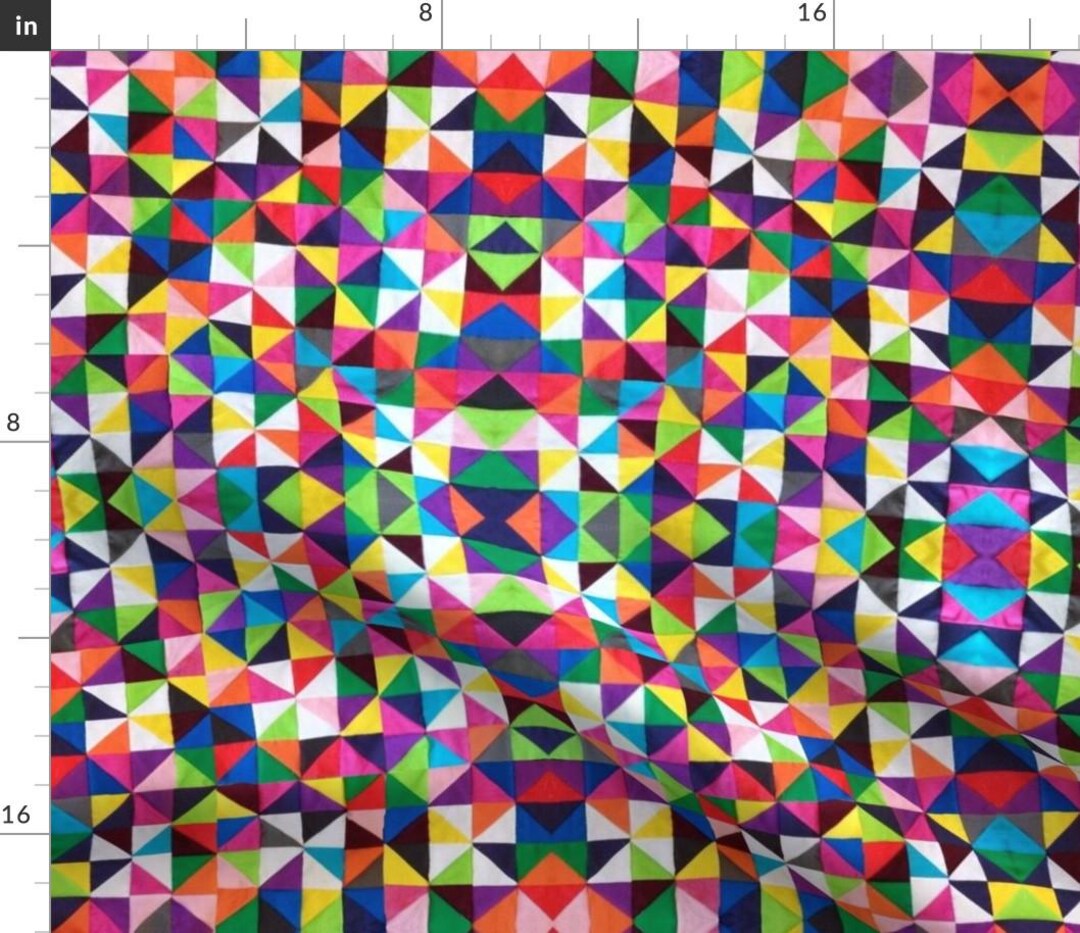 Rainbow Cheater Quilt Fabric Colorful Cheater Triangle Squares Quilt ...
