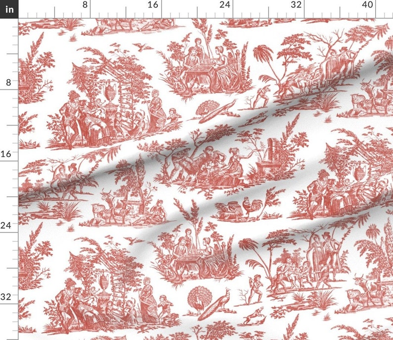 Toile Fabric Marseilles Toile Turkey Red on White by | Etsy