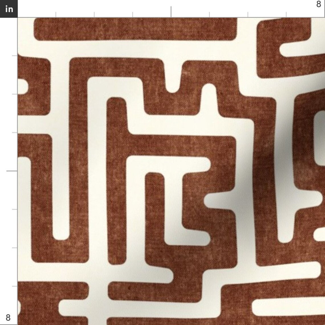 Maze Brown Fabric Maze Mud Cloth Tribal in Brandywine - Etsy