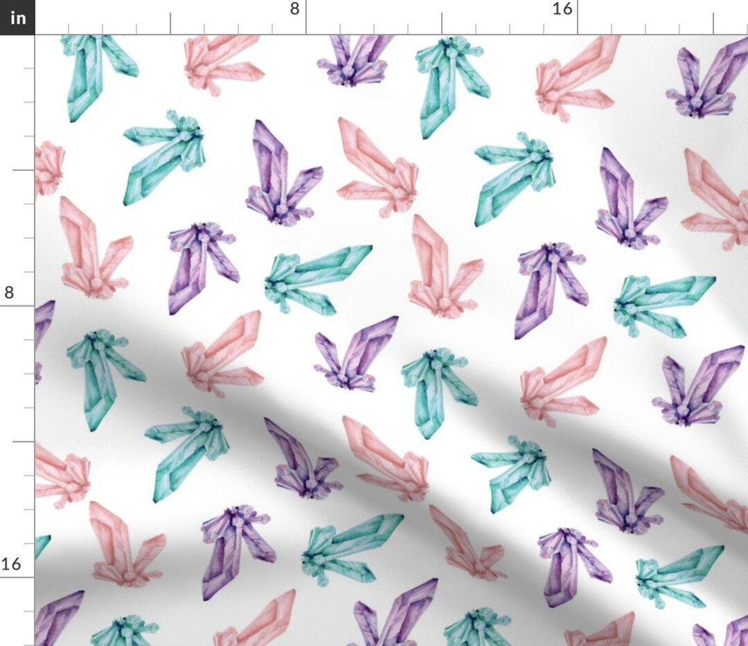 Magic Crystals Fabric Crystals by Juliabadeeva Pink Purple Teal Crystal ...