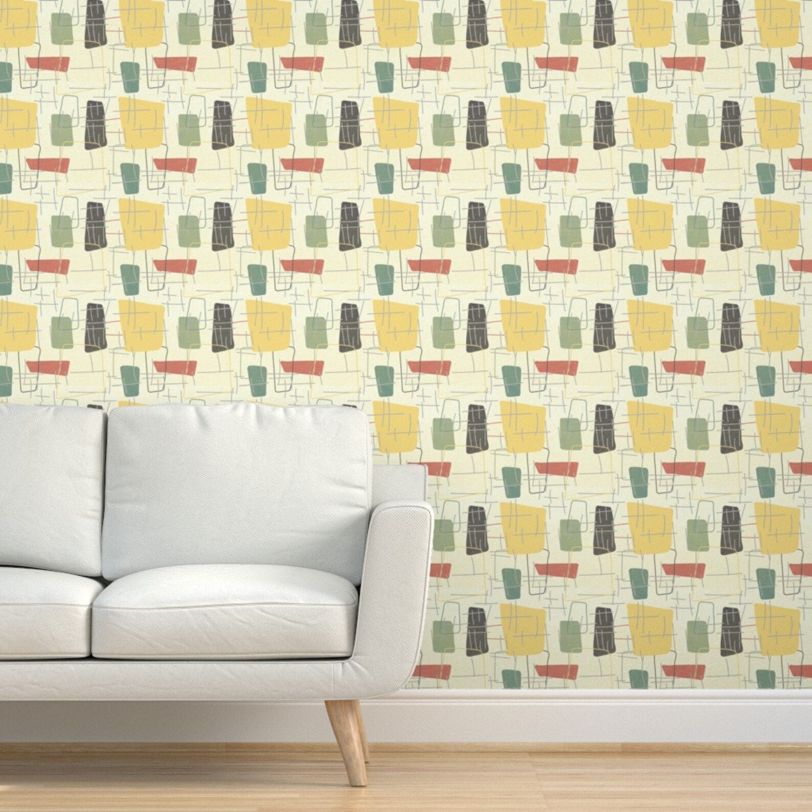 1950s Wallpaper Fifties by Owlandchickadee Retro Mid - Etsy