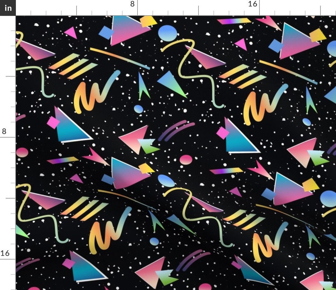 1980s Fabric Stuck in the 80s by Rosetipitinodesigns Black Neon Retro ...
