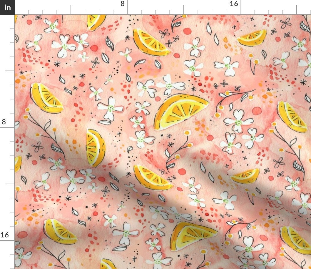 Pink Lemonade Fabric Pink Lemonade by Anniedrawsthings - Etsy