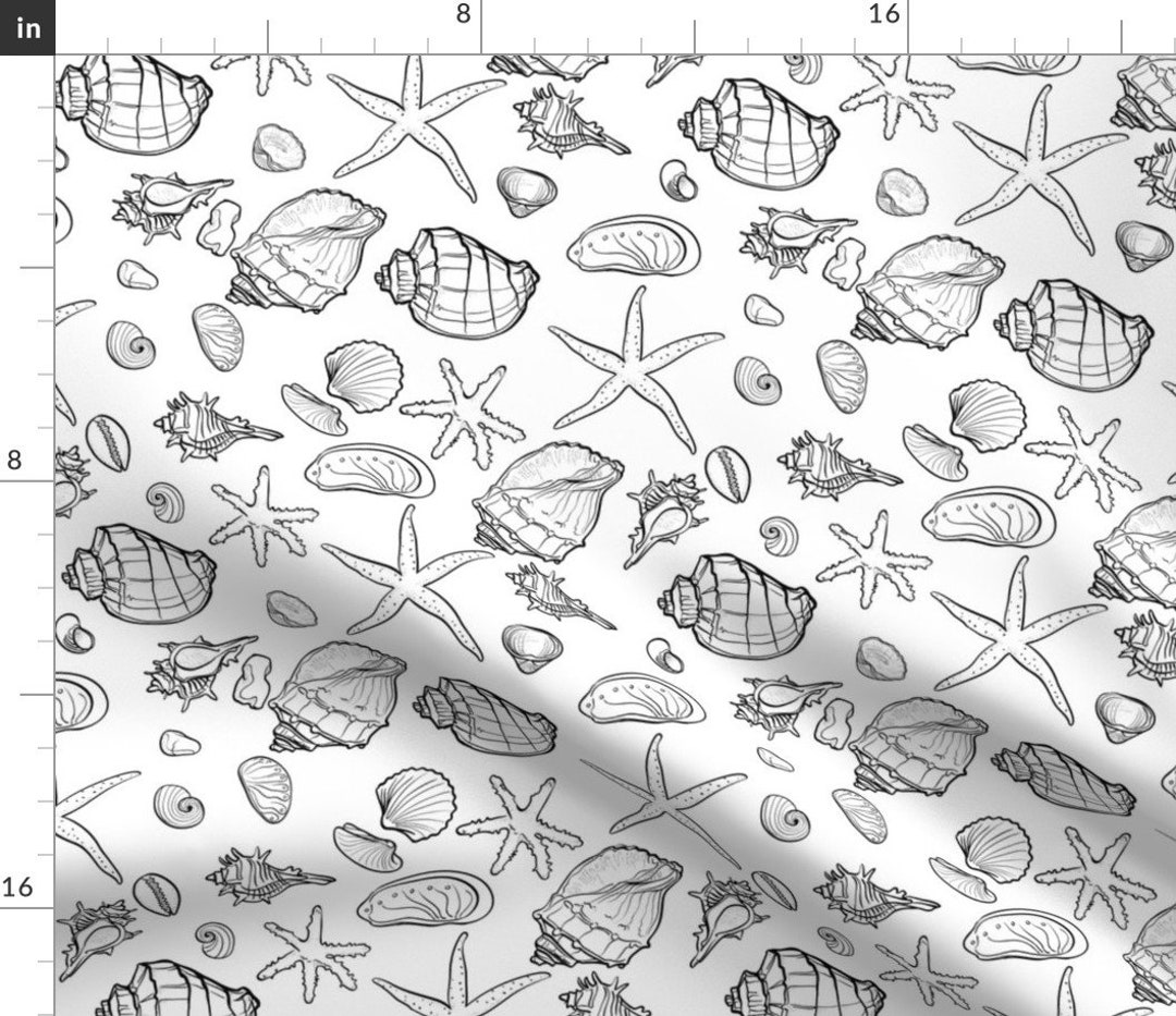 Sea Shells Fabric Shell Pattern 21x18 by Blackfeathergrass Sea Shells ...