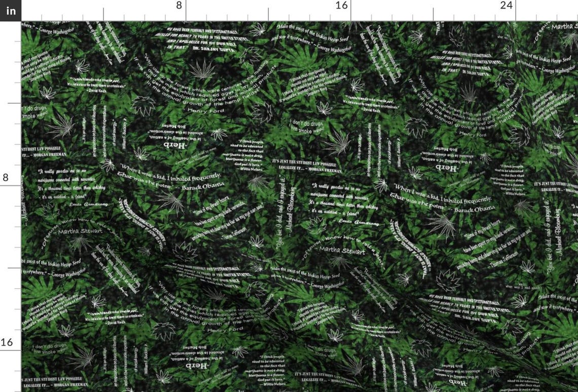 Marijuana Fabric - Weed Pot Leaf Herb Ganga Black Green 420 Cannabis ...