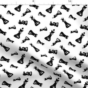Chess Fabric 3d Chess Pieces By Thin Line Textiles Chess | Etsy