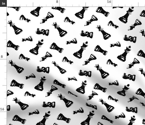 Chess Fabric 3d Chess Pieces by Thin Line Textiles Chess - Etsy