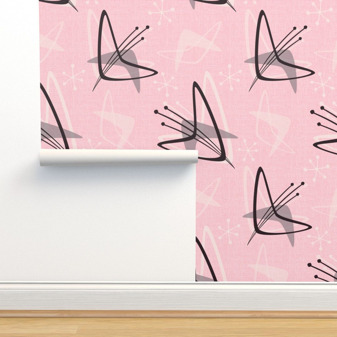 Boomerangs Wallpaper Atomic Pink by Studioxtine Boomerangs - Etsy