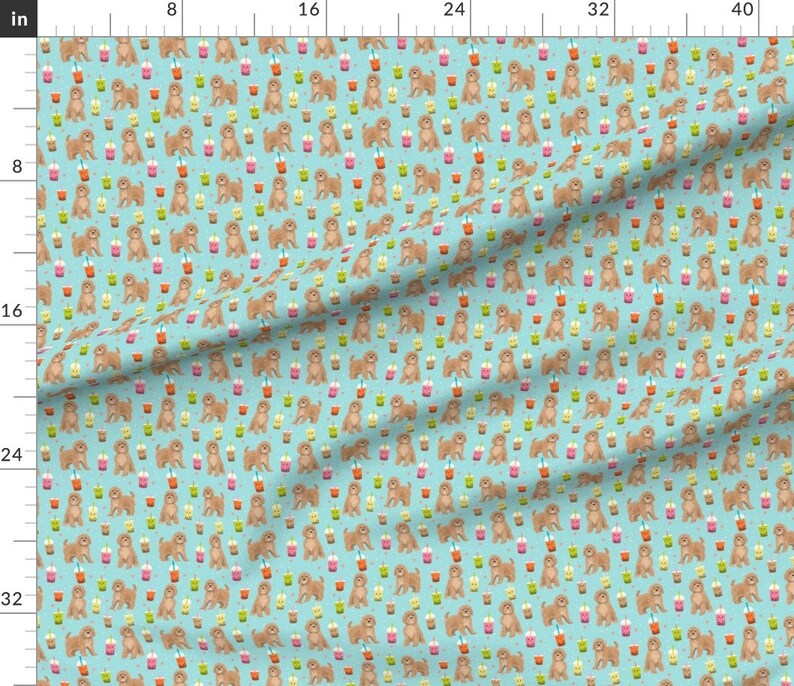 Blue Kawaii Cavoodle Fabric Cavoodle Bubble Tea Boba Kawaii - Etsy