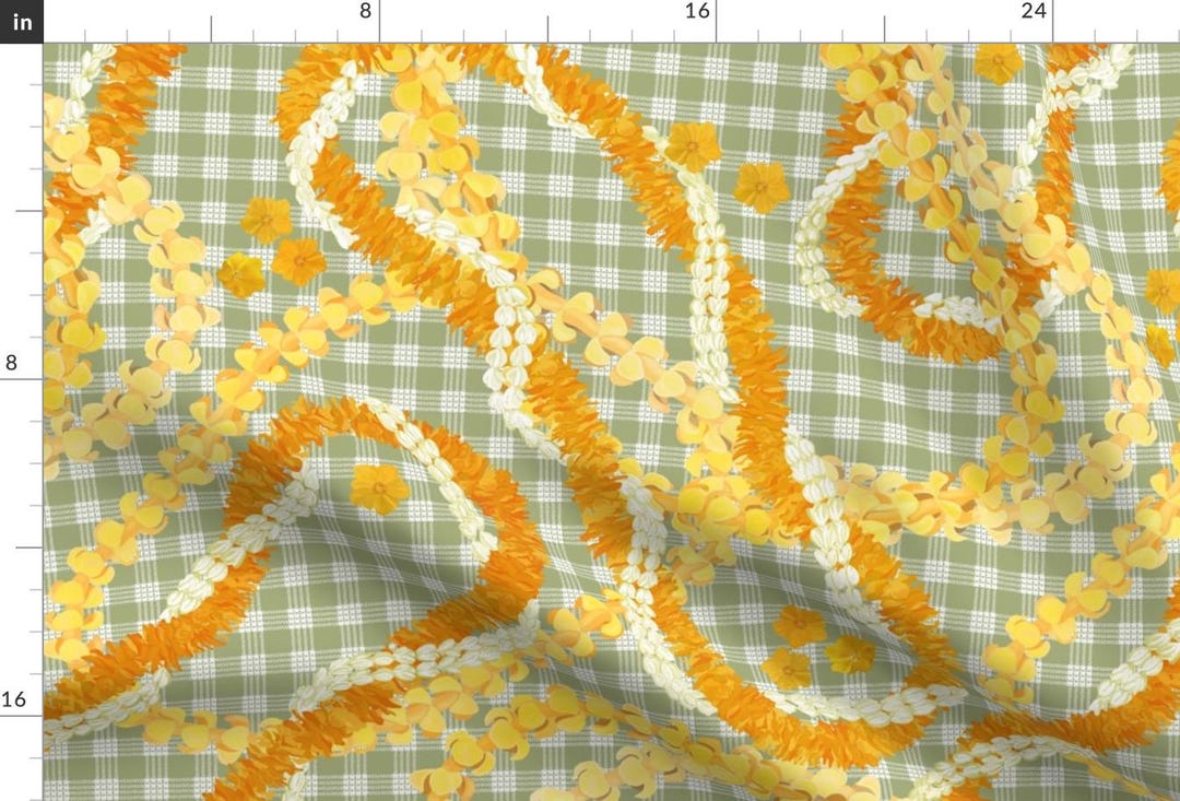 Hawaii Fabric - Palaka Sage Lei by Hnldesigns - Palaka Lei Floral Green ...