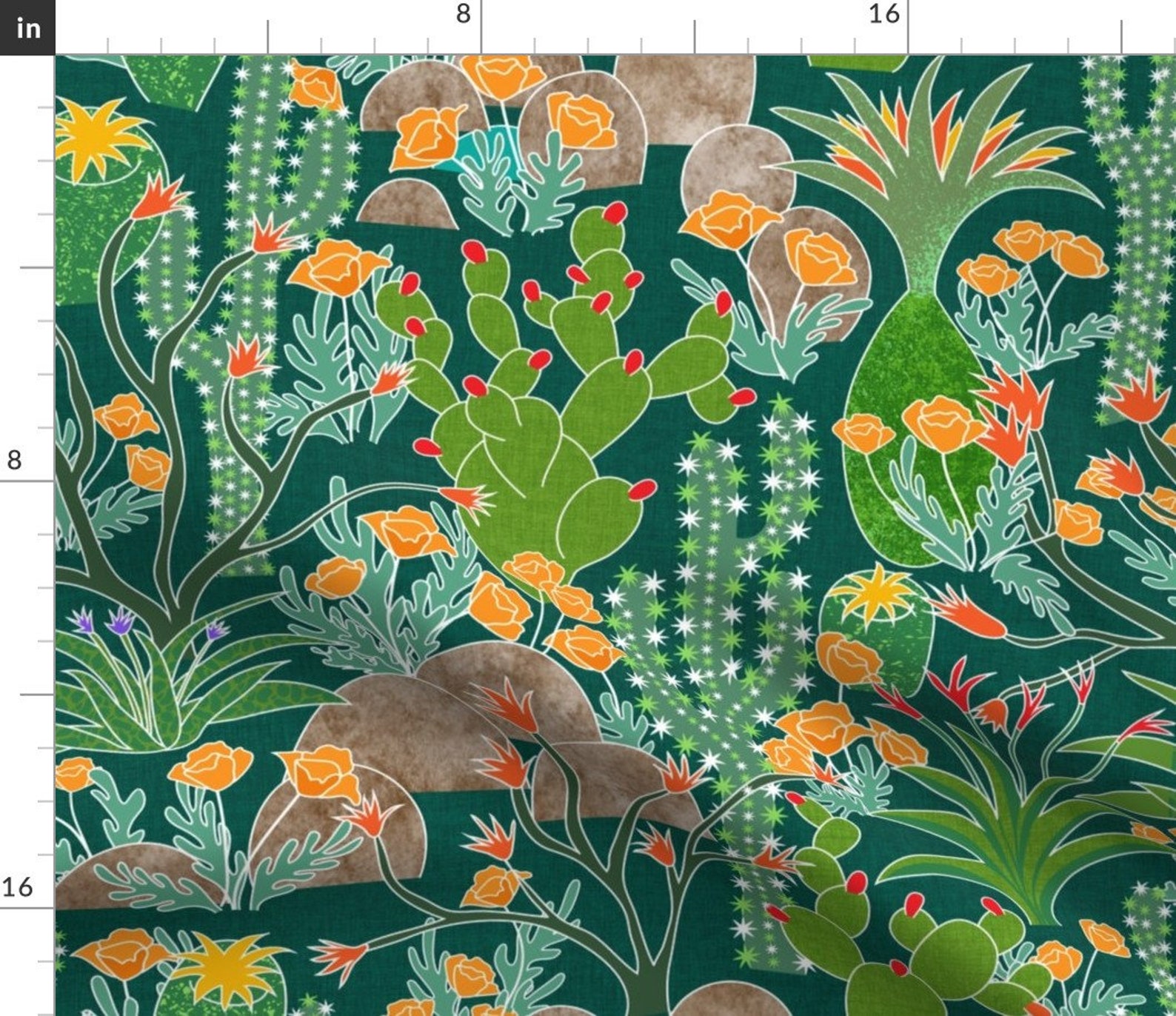 Super Bloom Cactus Fabric Rain the California Superbloom by | Etsy