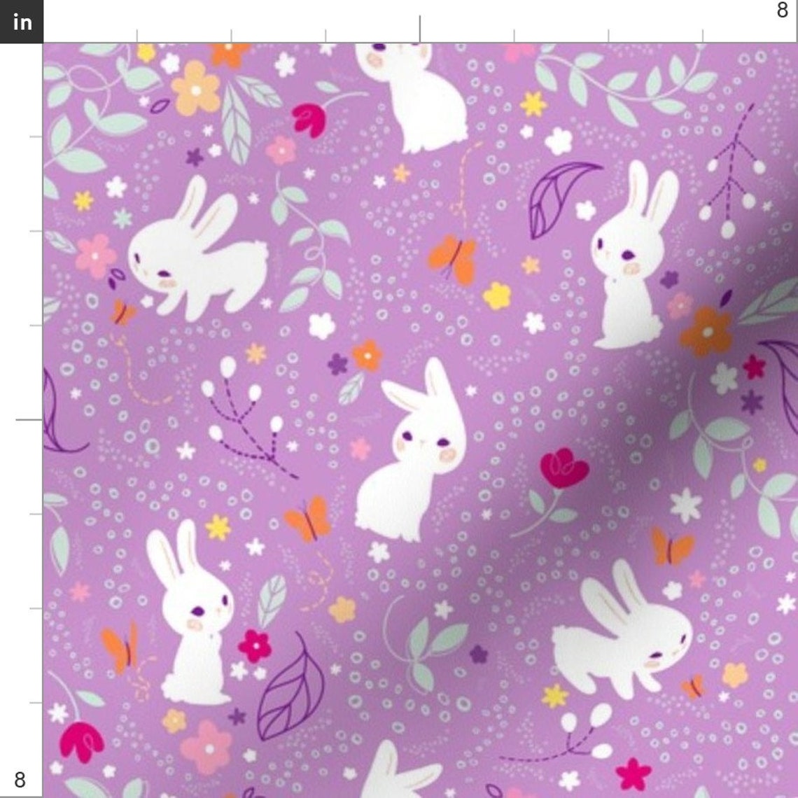 Bunnies Fabric Spring Bunnies Purple Larger Print by - Etsy