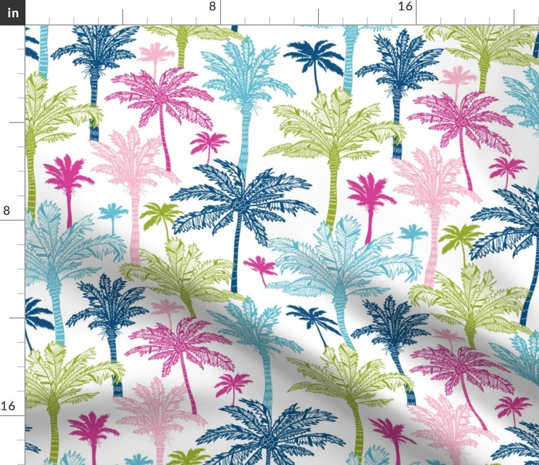 Beach Palm Tree Fabric Colorful Palm Trees by Oksancia - Etsy