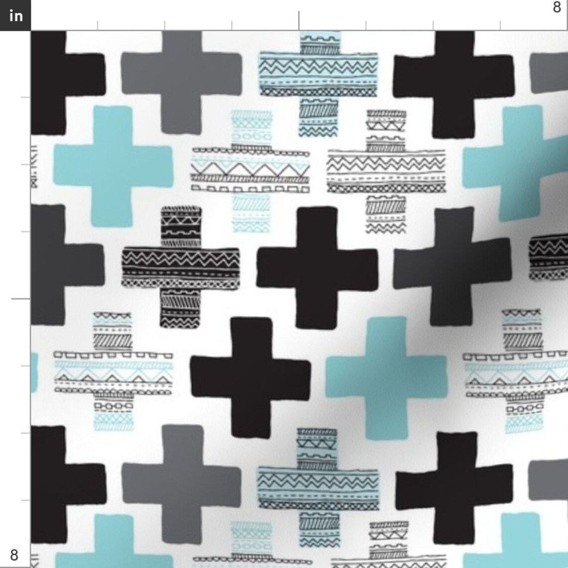 Cross Fabric Plus Cross Geometric Blue & Black Modern | Etsy
