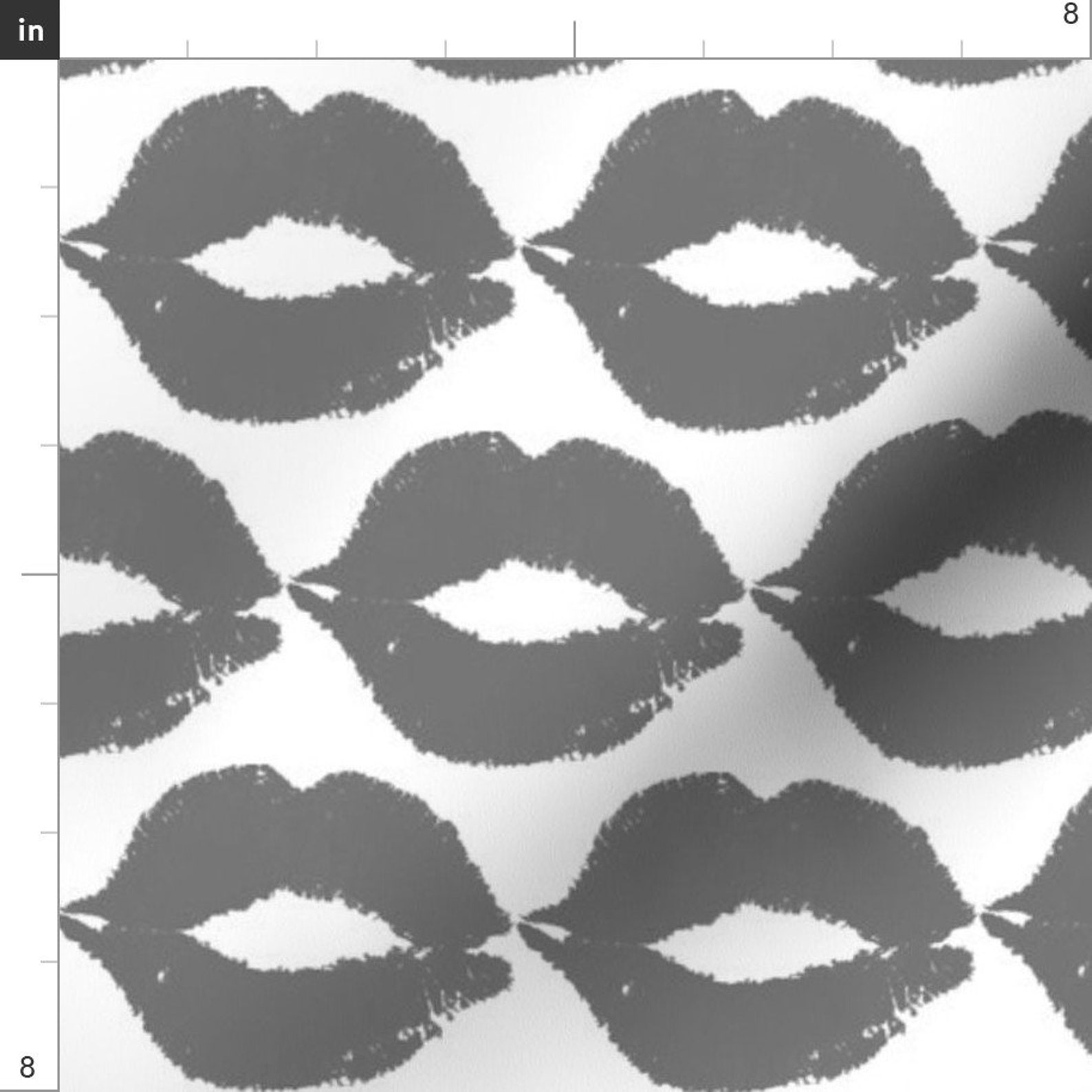 Lips Fabric Lips by Irenedesign Lips Charcoal Gray White | Etsy