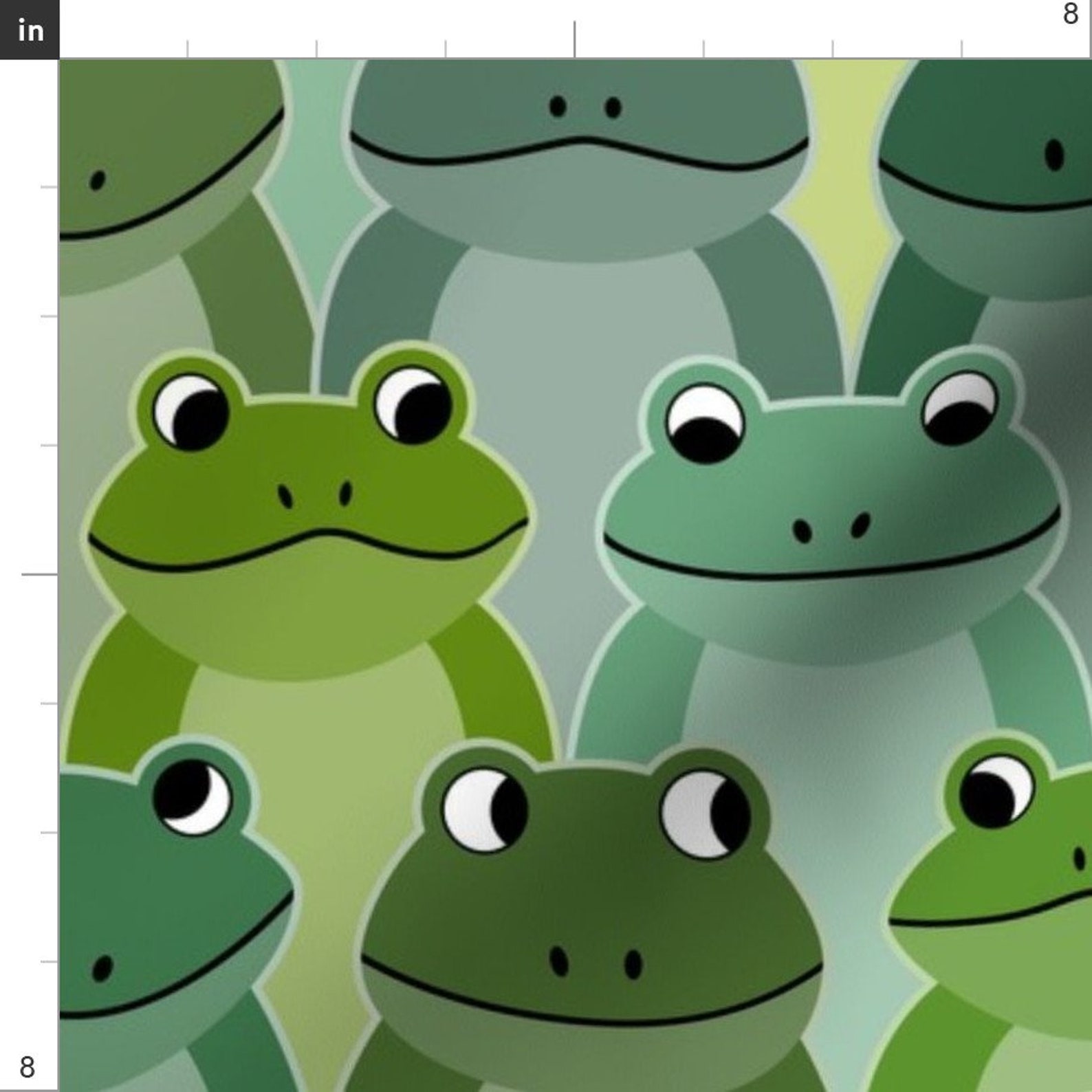 Green Frogs Fabric Friendly Frogs by Dunnspun Whimsical Cute Mint Green ...