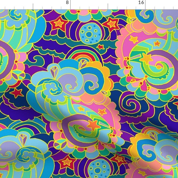 Vintage Psychedelic Fabric - Etsy